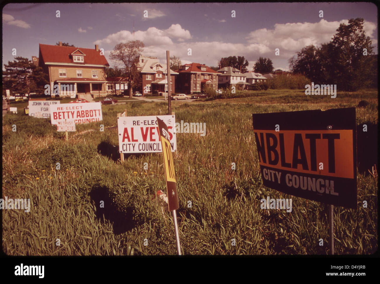 Political signs on Dodge Street, May 1973 Stock Photo - Alamy