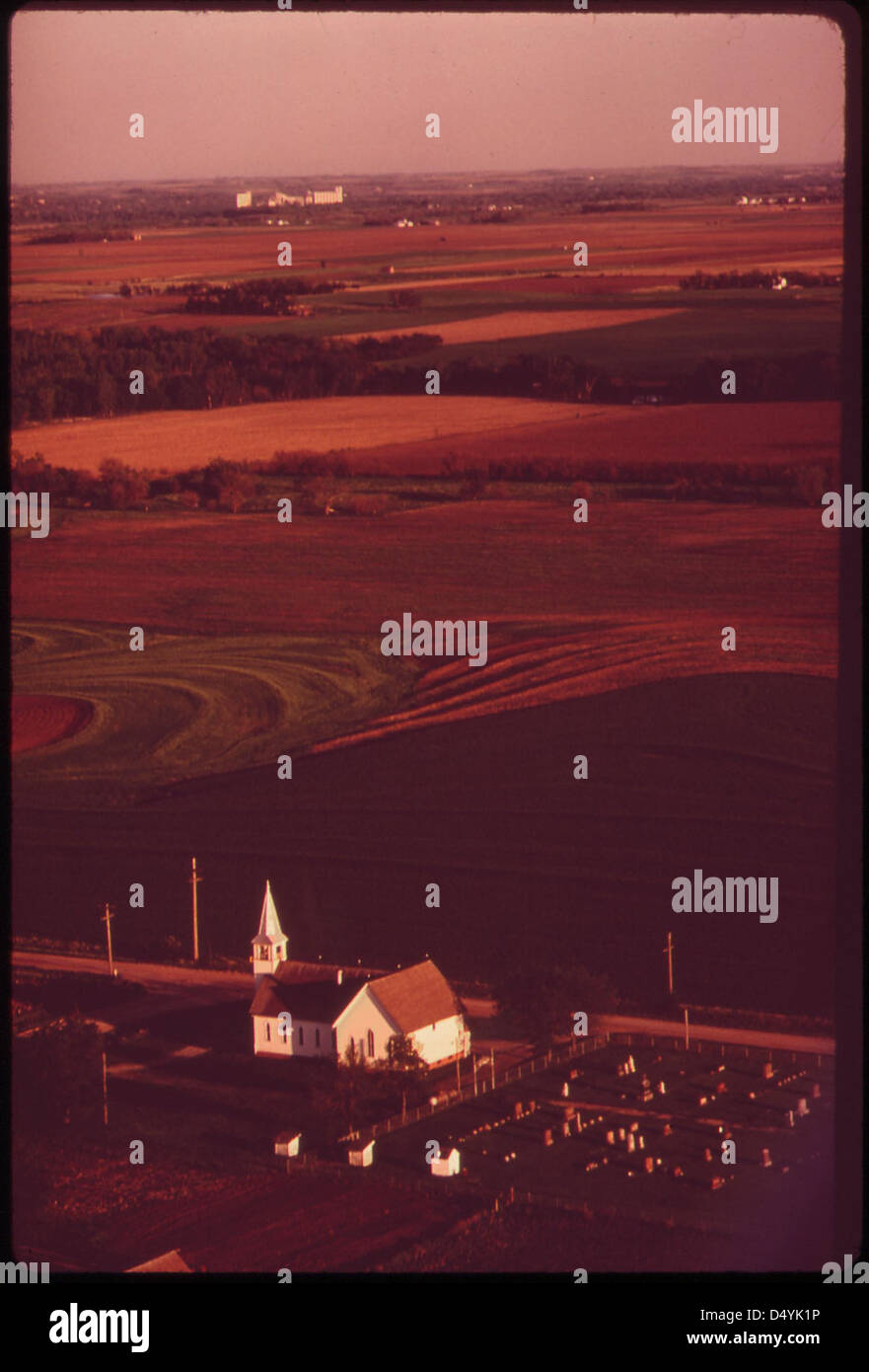 A photograph from May 1973 shows a church and farmland along the Seward ...