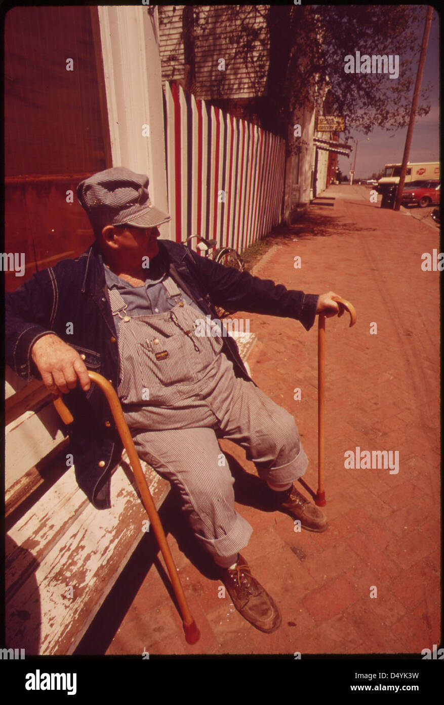 A photo from May 1973 showing the main street of Diller, a rural ...
