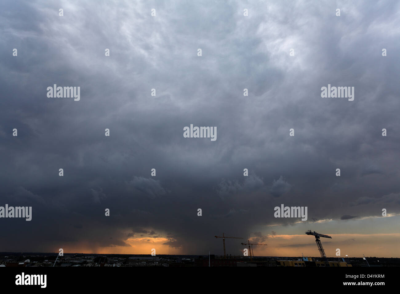 Small thunderstorm, showing area of intense rainfall near horizon Stock ...