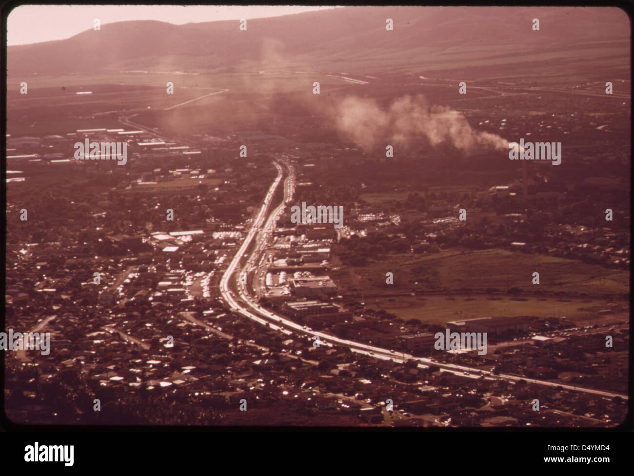 The H-1 freeway in Hawaii, photographed in October 1973, stands out for ...