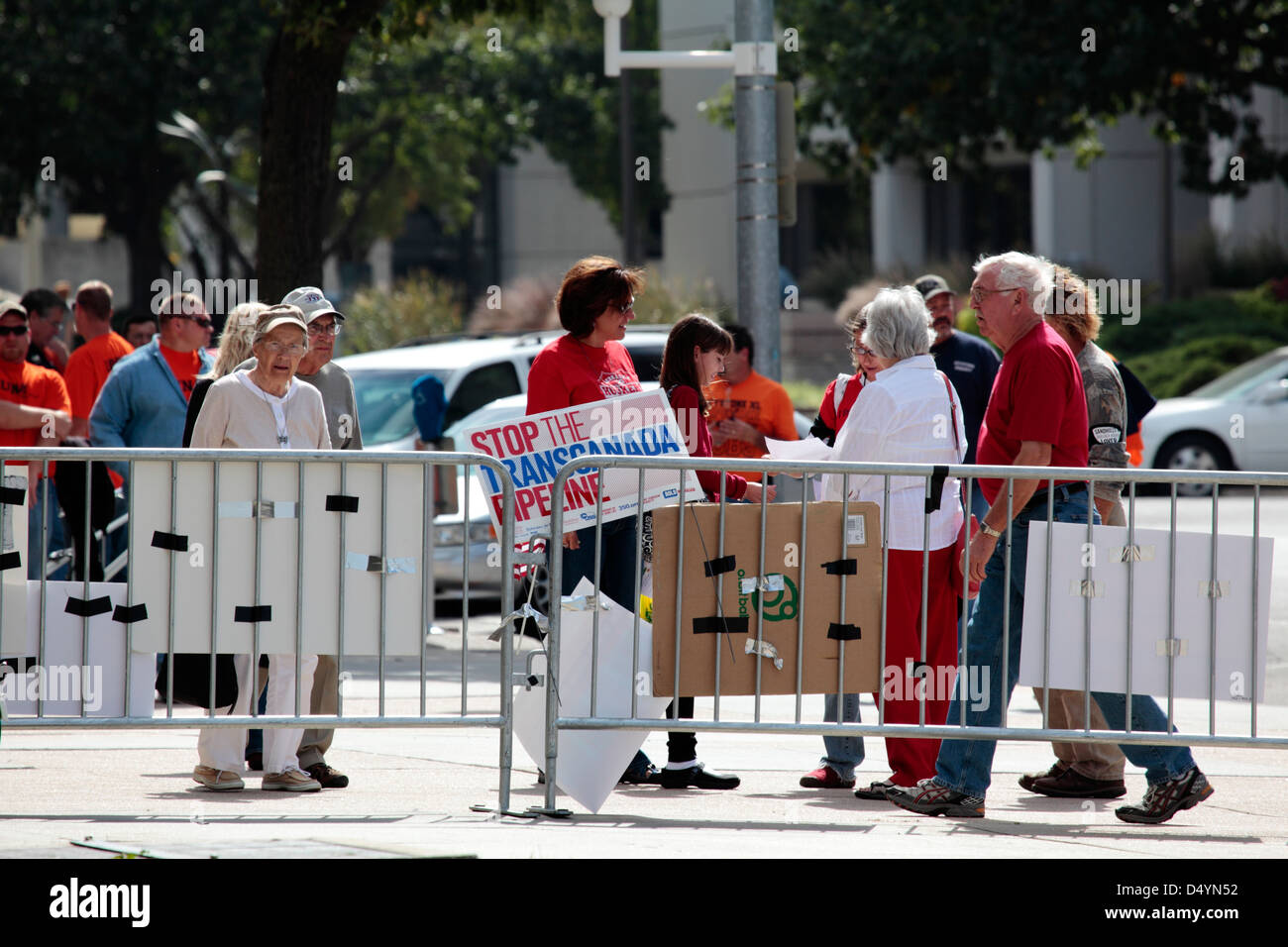 A group of people protesting TransCanada's Keystone XL oil shale ...