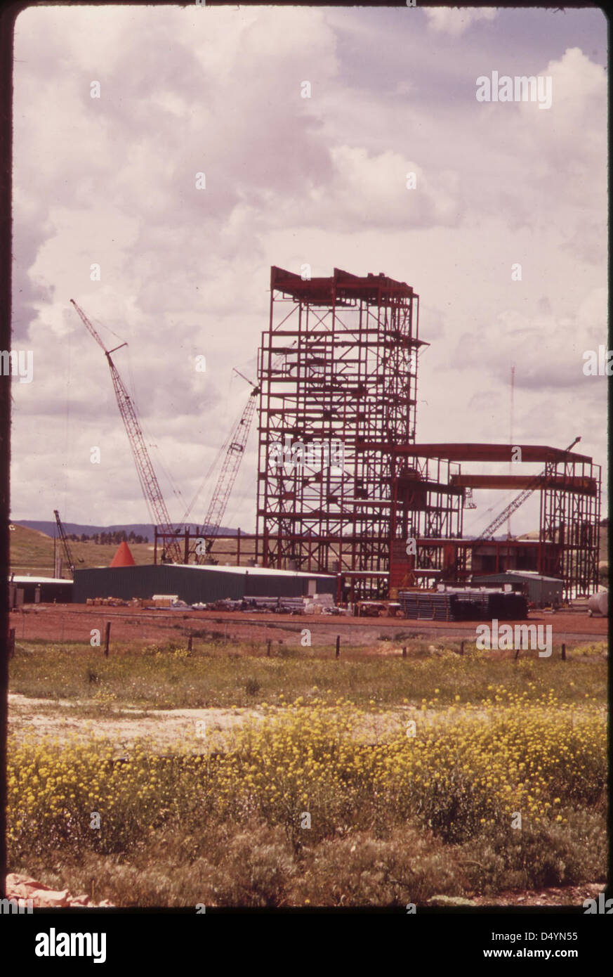 The image captures the construction of a 350-megawatt power plant at ...