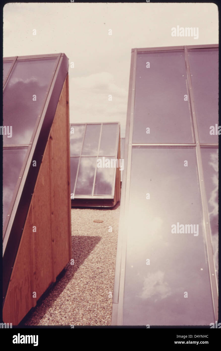 Flat plate solar heating collectors built by Solaron Corporation and ...