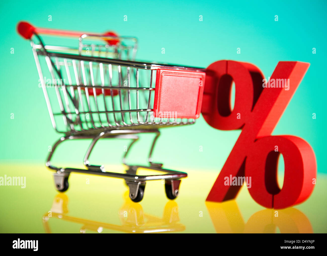 Shopping supermarket cart, percent sign Stock Photo - Alamy