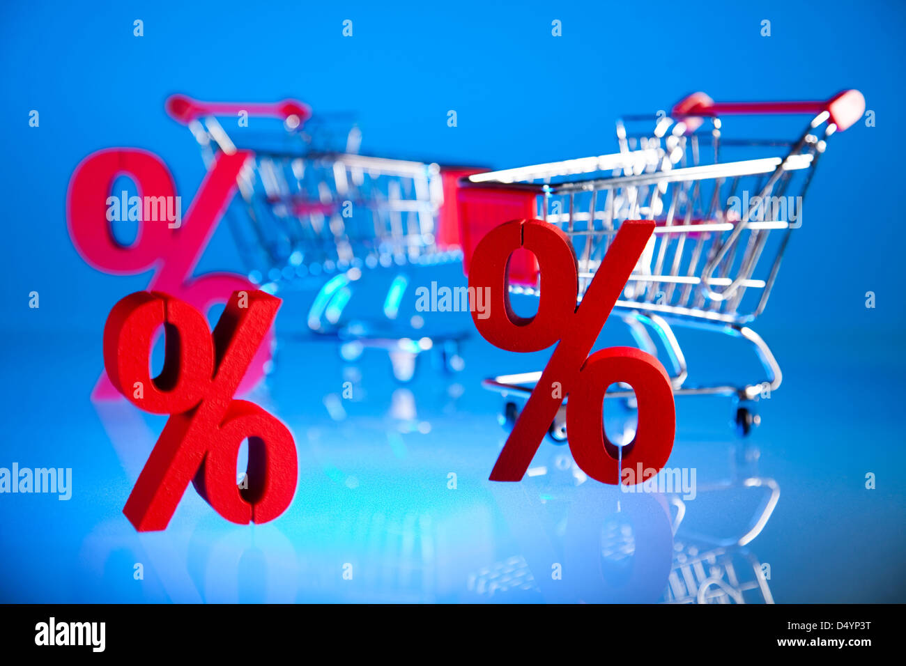 Shopping supermarket cart, percent sign Stock Photo - Alamy