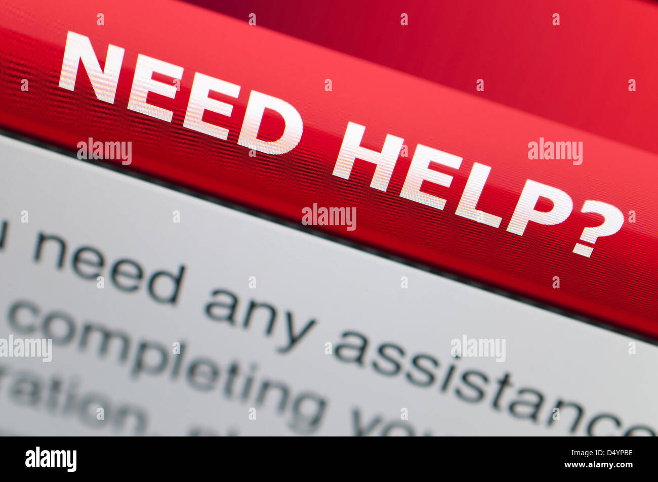 Need help on screen Stock Photo - Alamy