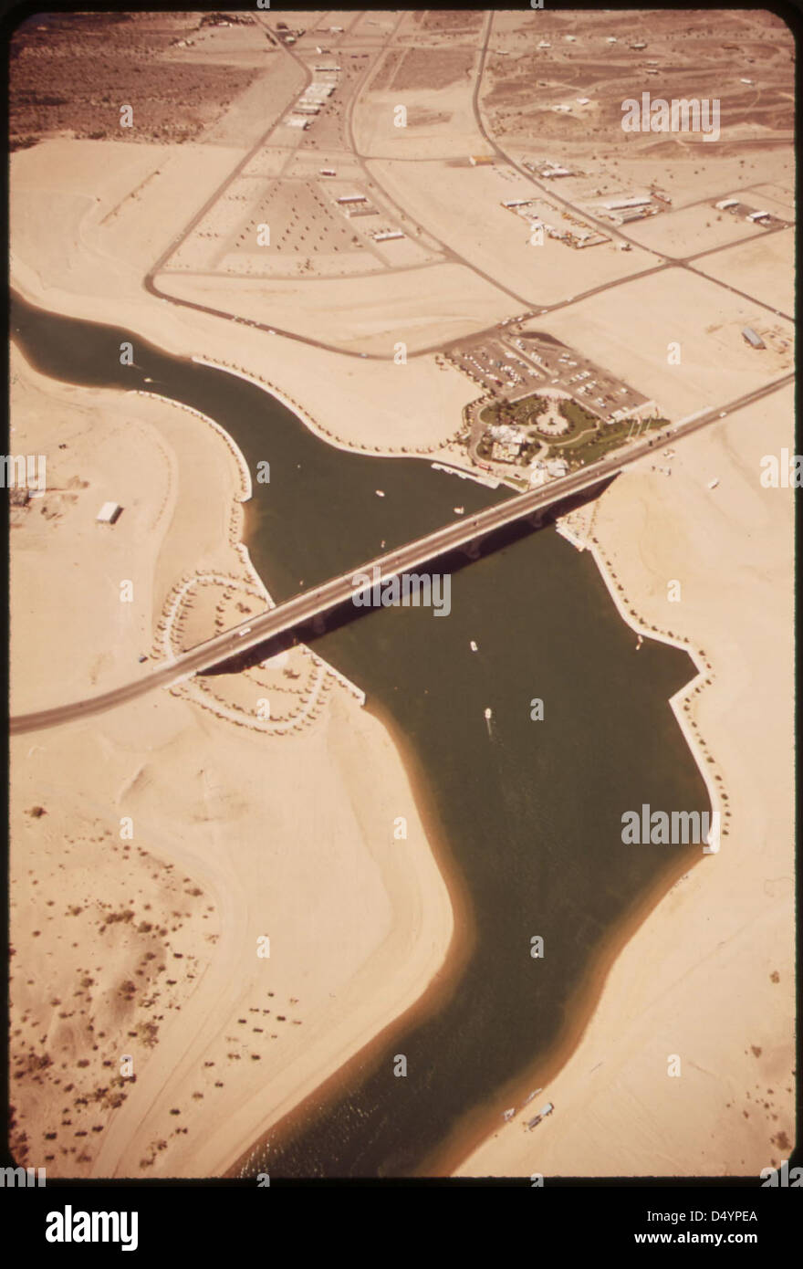 This 1972 photograph shows the London Bridge spanning the arm of Havasu ...