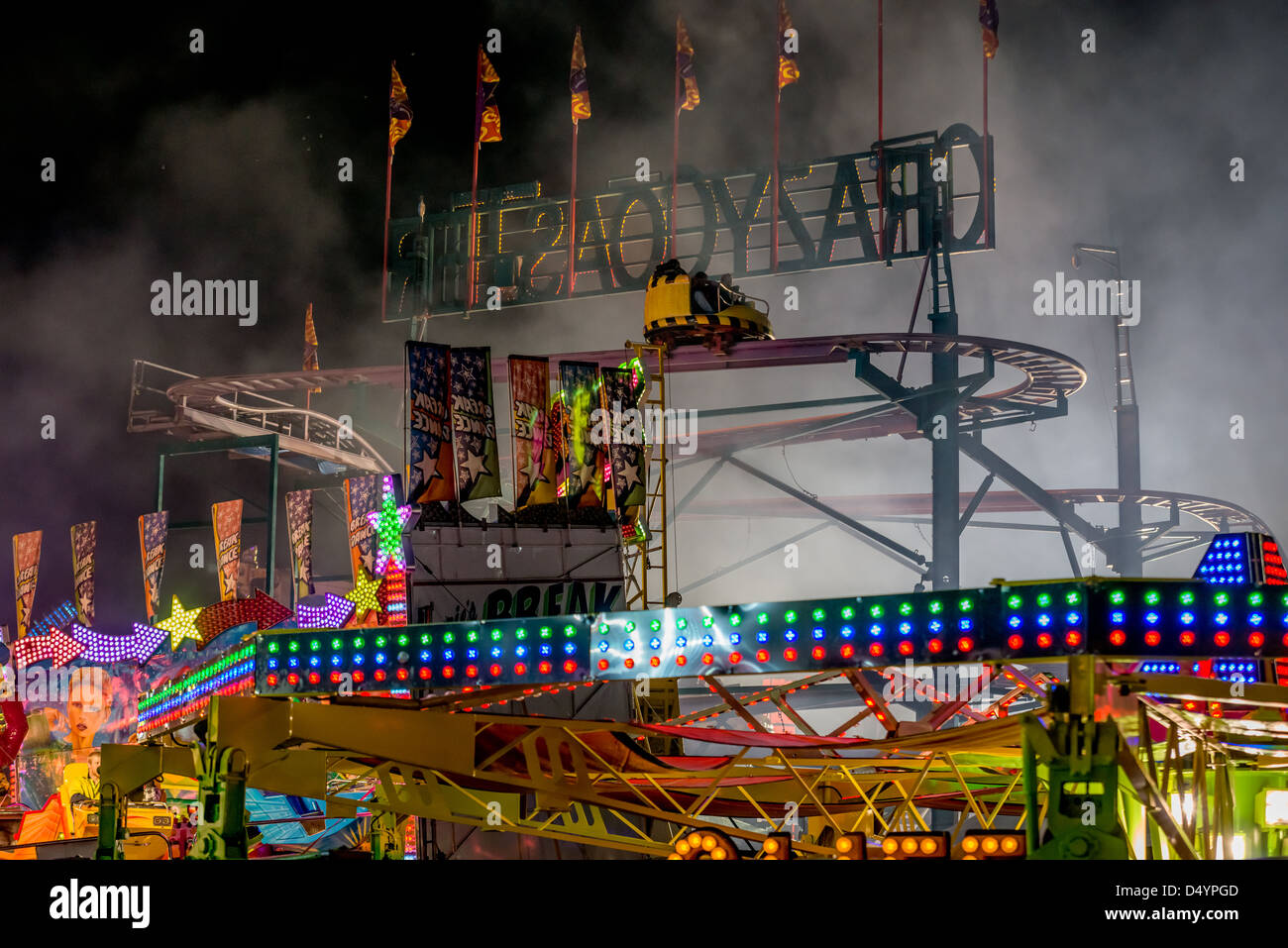 Roller coaster loop night hi-res stock photography and images - Alamy