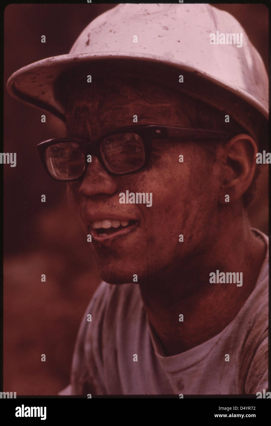 A photograph from September 1973 showing a 'cat skinner' using a ...