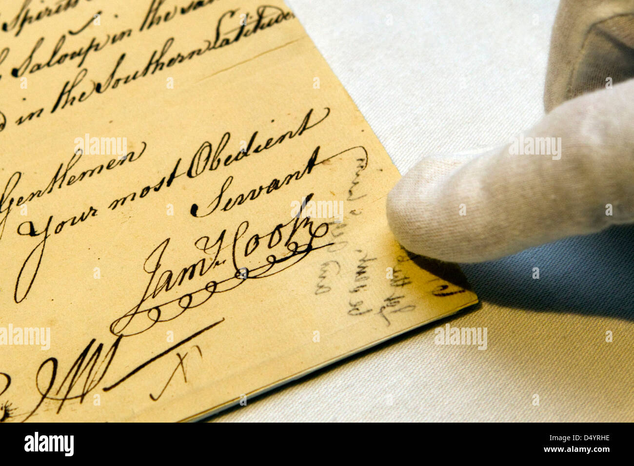 A letter by Captain James Cook bearing his signature currently on ...