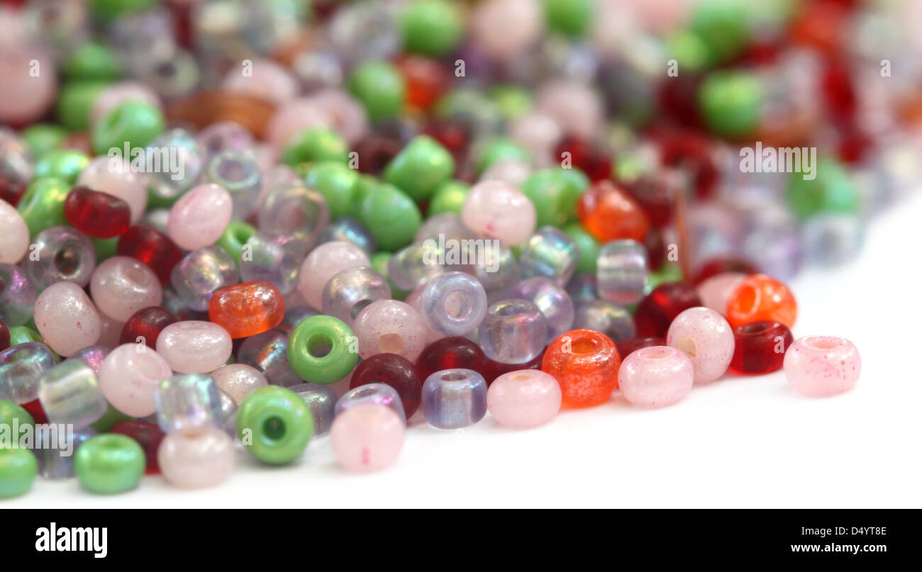 Colorful Beads over white background Stock Photo - Alamy