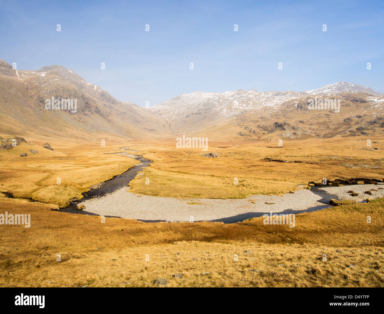 The Upper Esk Valley looking up to Esk Hause in the Lake District, UK ...