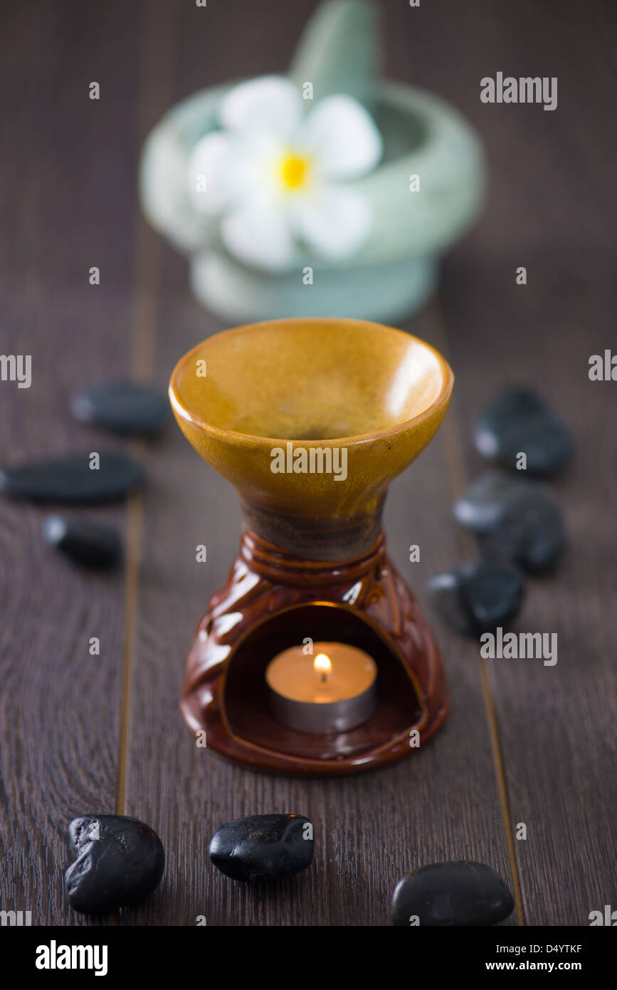 frangipani spa and aroma therapy treatment with hot rocks Stock Photo ...