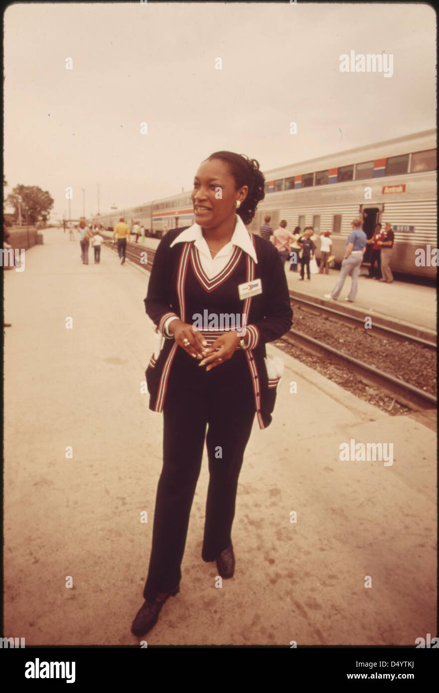 A photograph from June 1974 showing an Amtrak passenger service ...