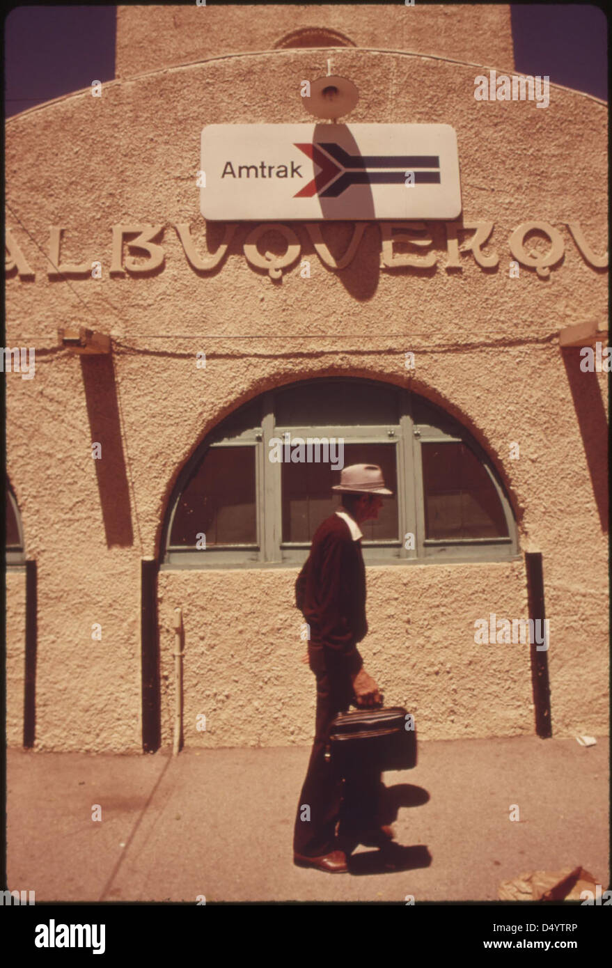 This June 1974 photograph shows the Albuquerque train station, a key ...