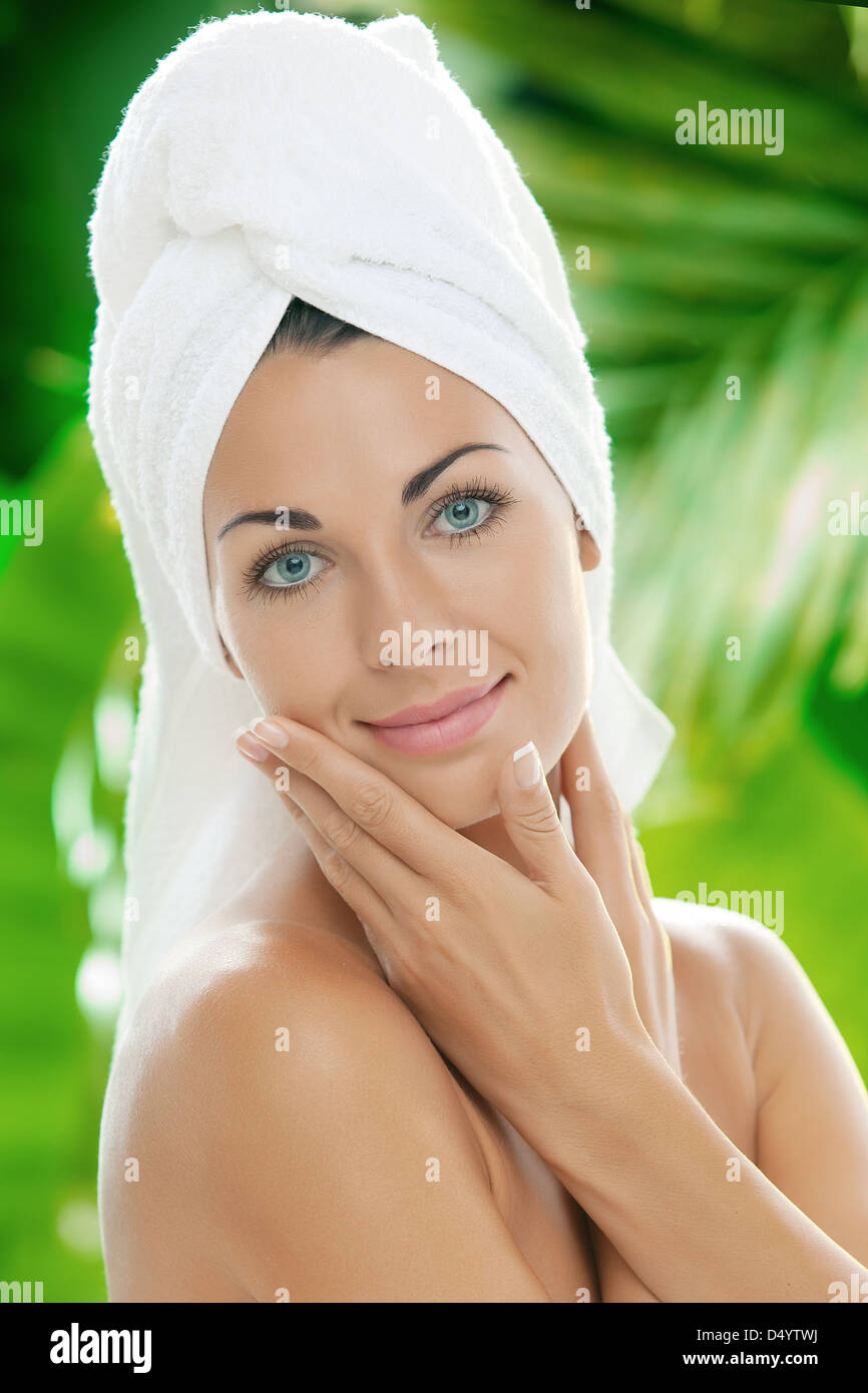 portrait of young beautiful woman in spa environment Stock Photo - Alamy