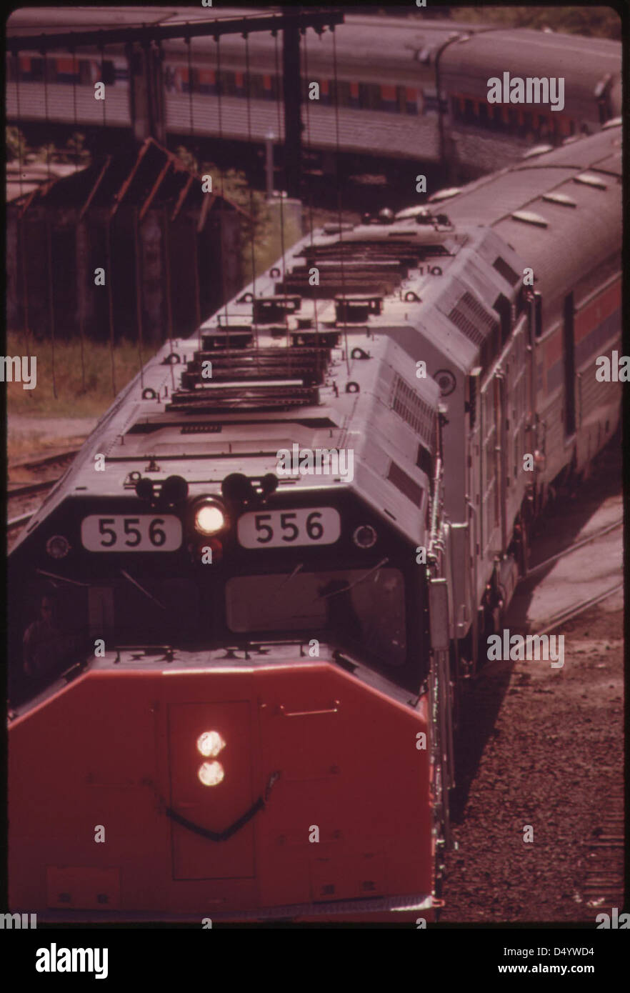 This 1974 photograph shows the Coast Starlight (train #11) arriving at ...