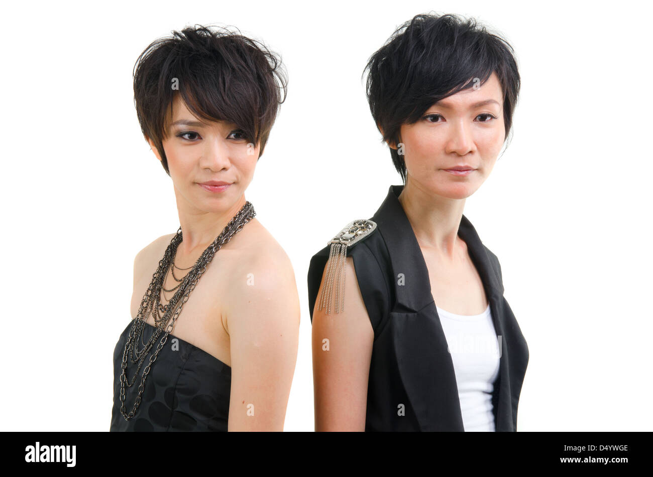 japanese rock girls having fun with isolated white background Stock ...