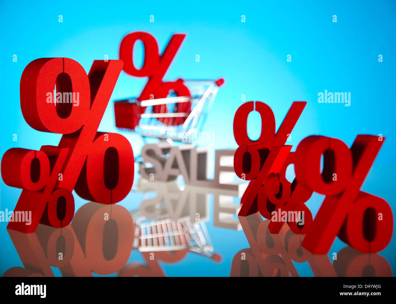 Shopping supermarket cart, percent sign Stock Photo - Alamy