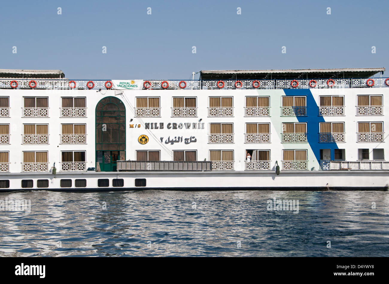 A 5 star Nile cruiser vessel M/S Nile Crown II sailing on the Nile ...