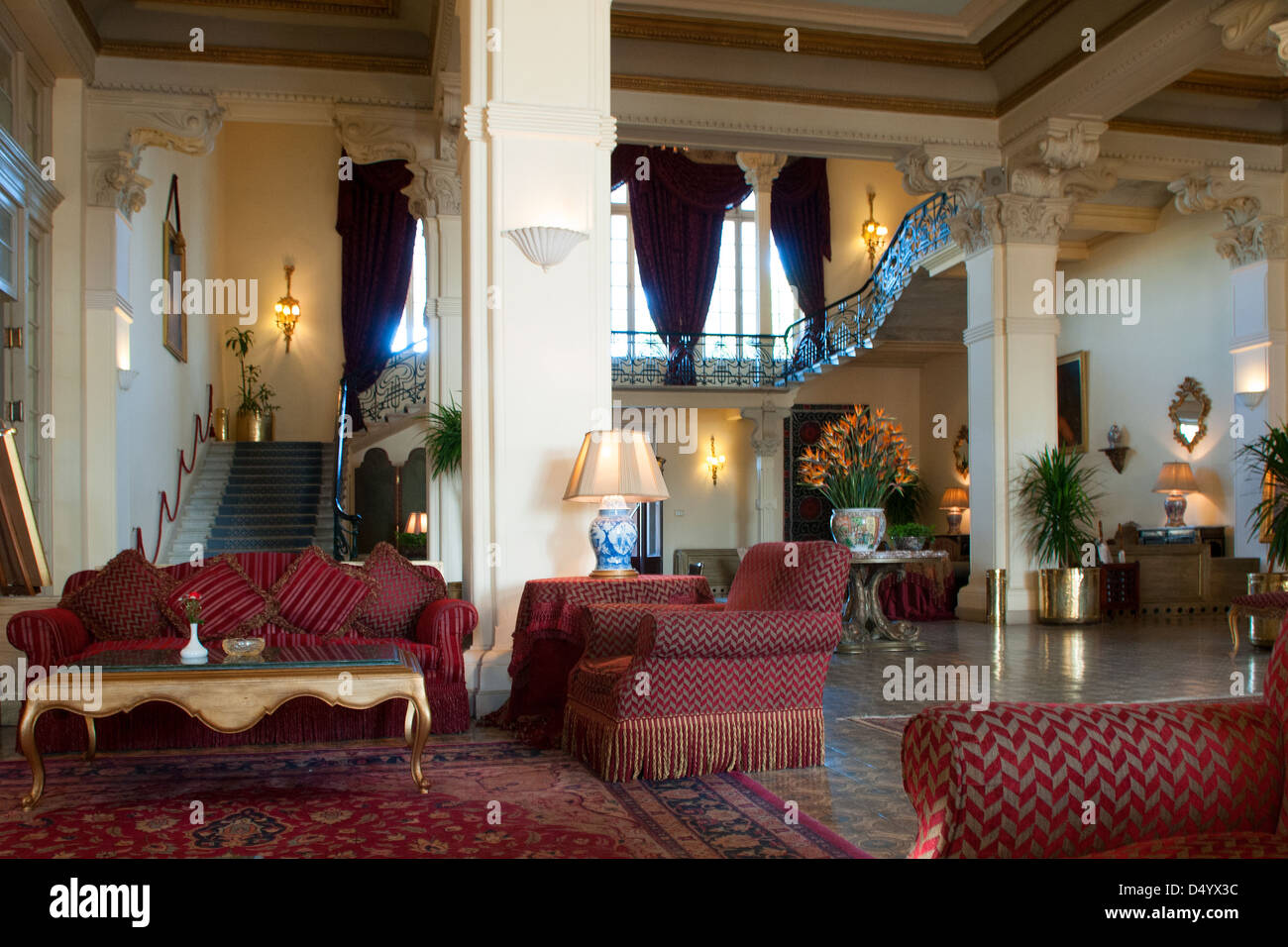 Elegant lobby of the upmarket Colonial-style Sofitel Winter Palace ...