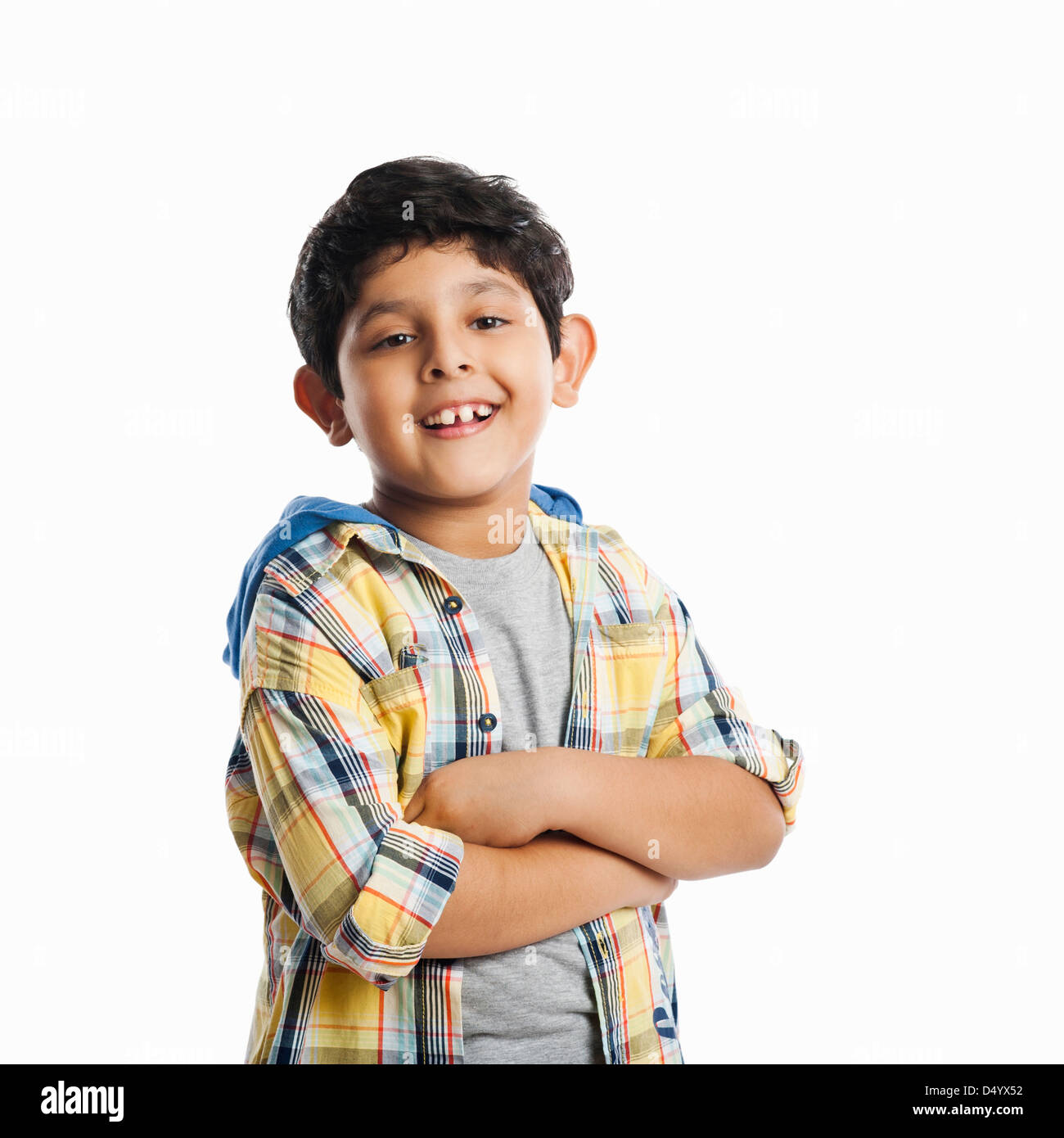 Boy standing with his arms crossed Stock Photo - Alamy