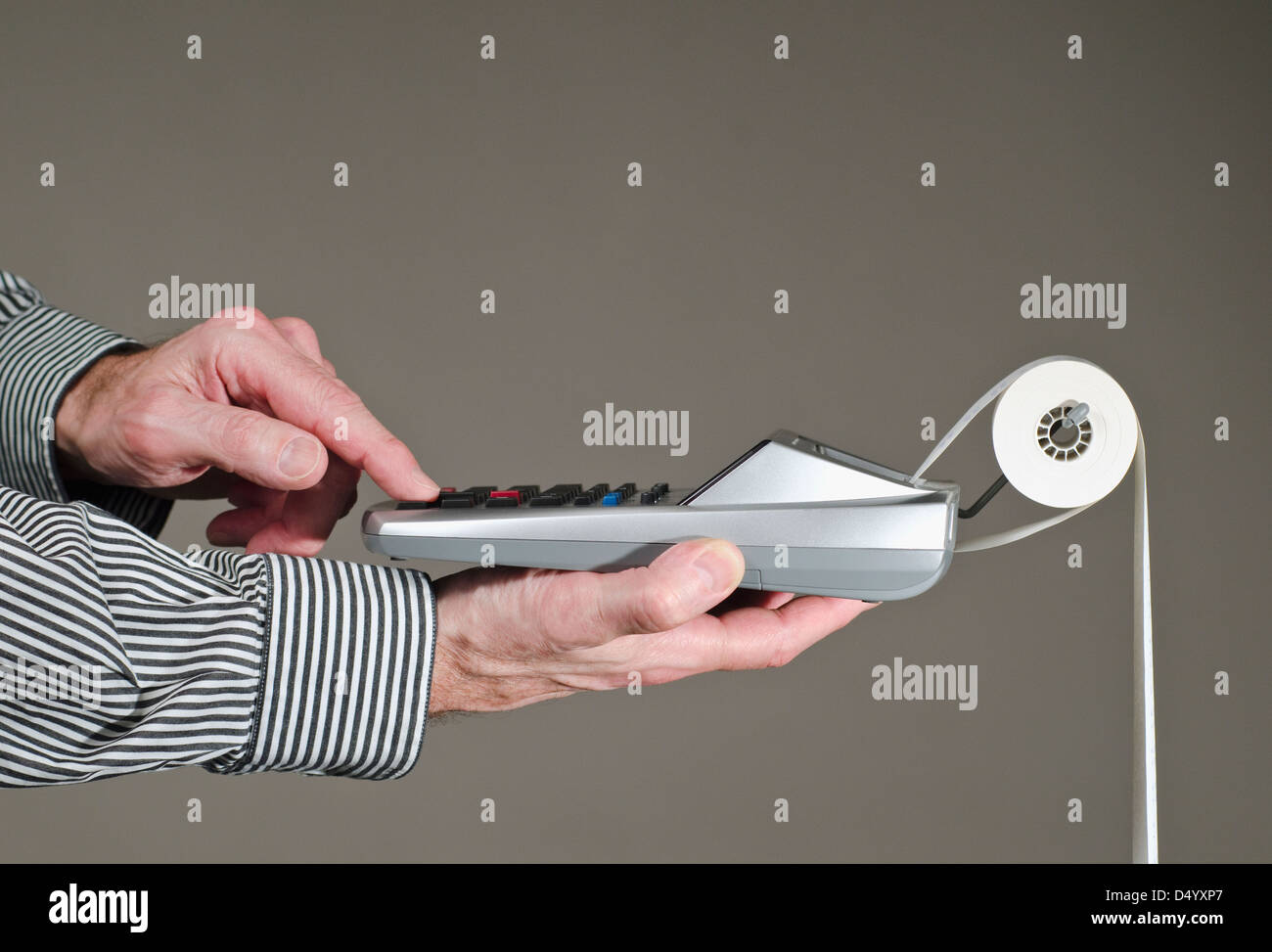 close-up profile of man hands with calculator Stock Photo - Alamy