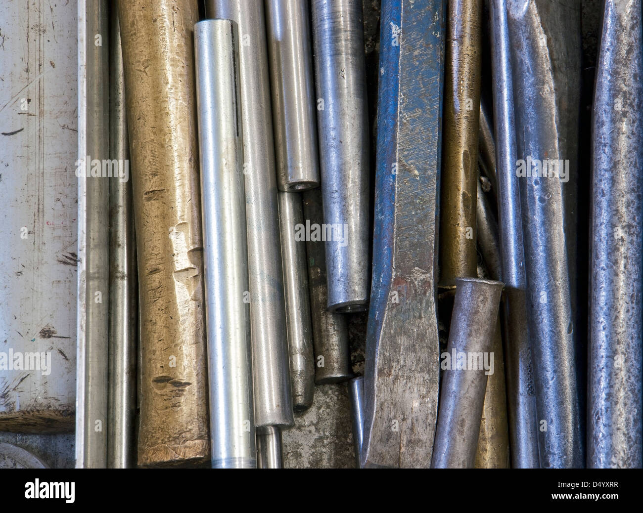 full frame detail showing lots of metallic tools Stock Photo - Alamy