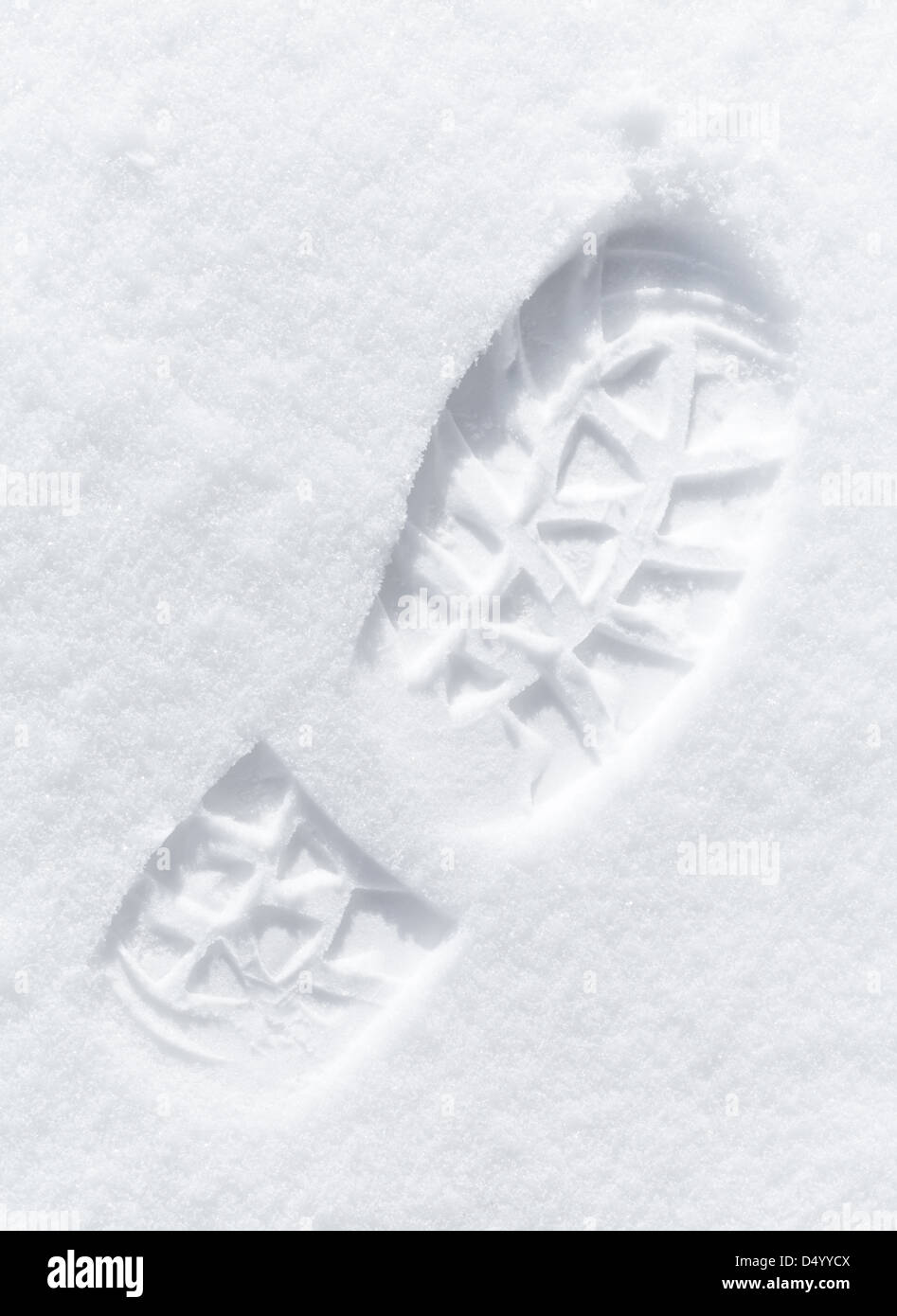 One man's footstep on the fresh friable snow Stock Photo - Alamy