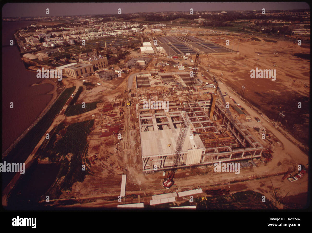 This April 1973 photo shows a wide-angle view of the Blue Plains Sewage ...