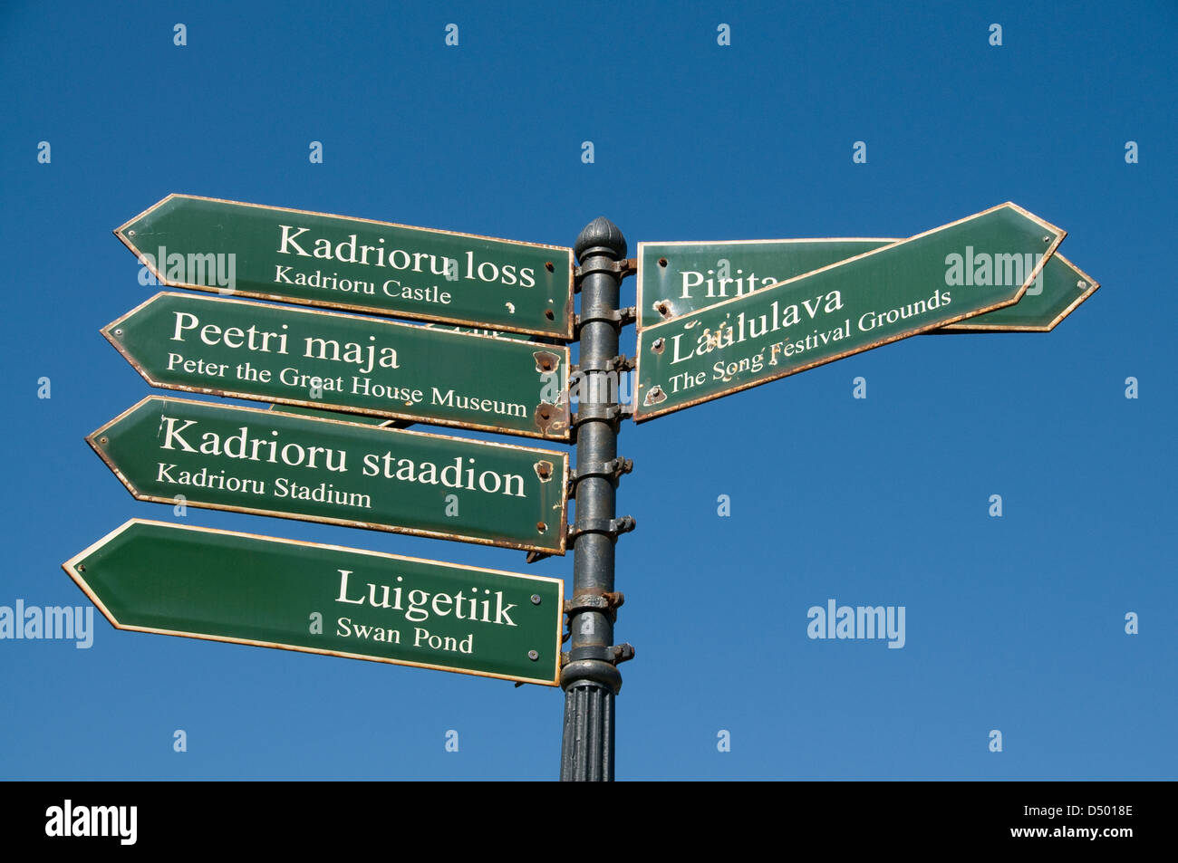 A tourist street sign in Kadriog park, Tallinn, Estonia Baltic States ...