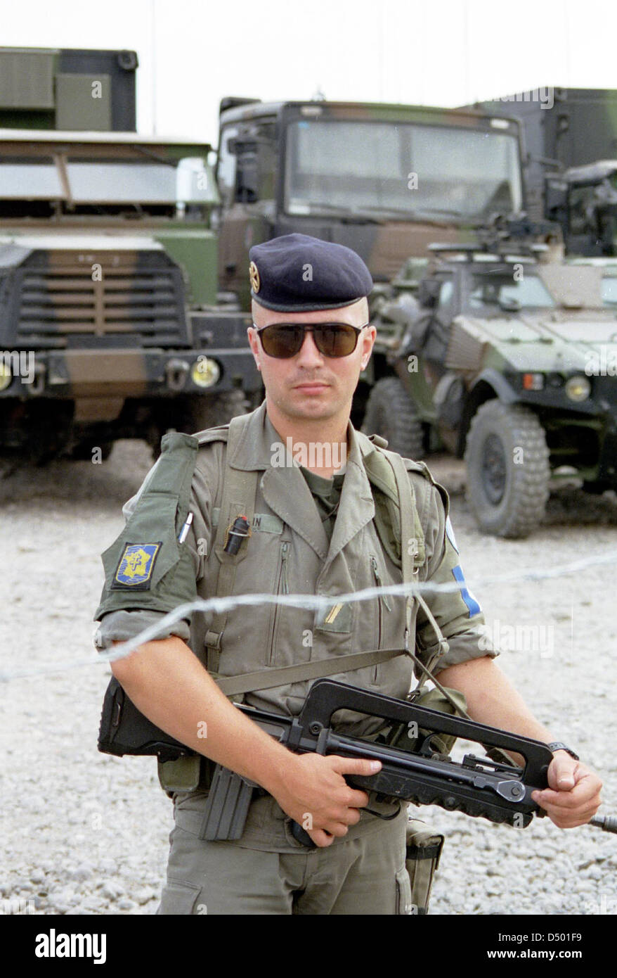 PLOCE, BOSNIA, 09 AUGUST 1995 -- A French mariner stands guard over a ...