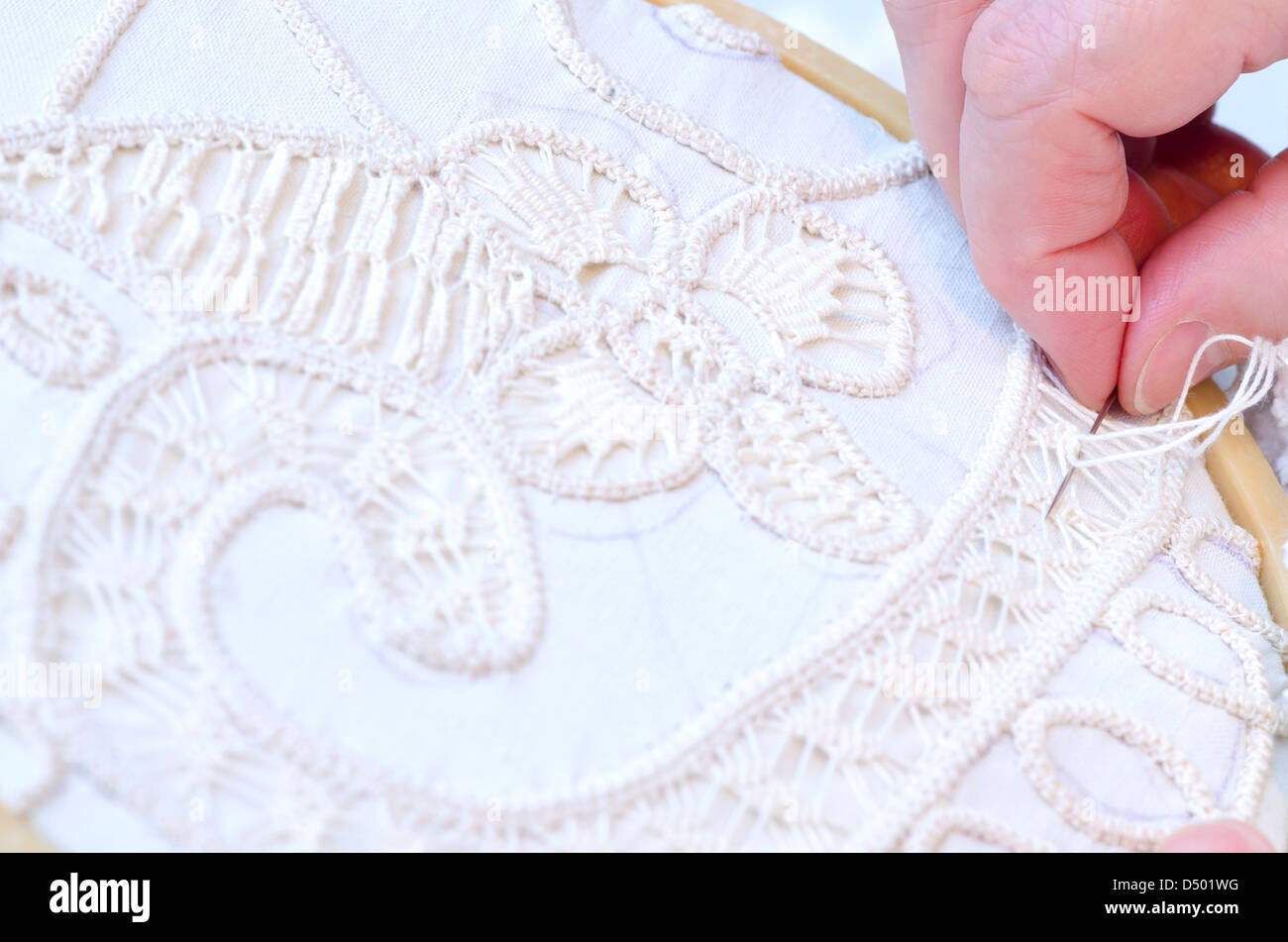 A close look at an macrame handcraft Stock Photo - Alamy