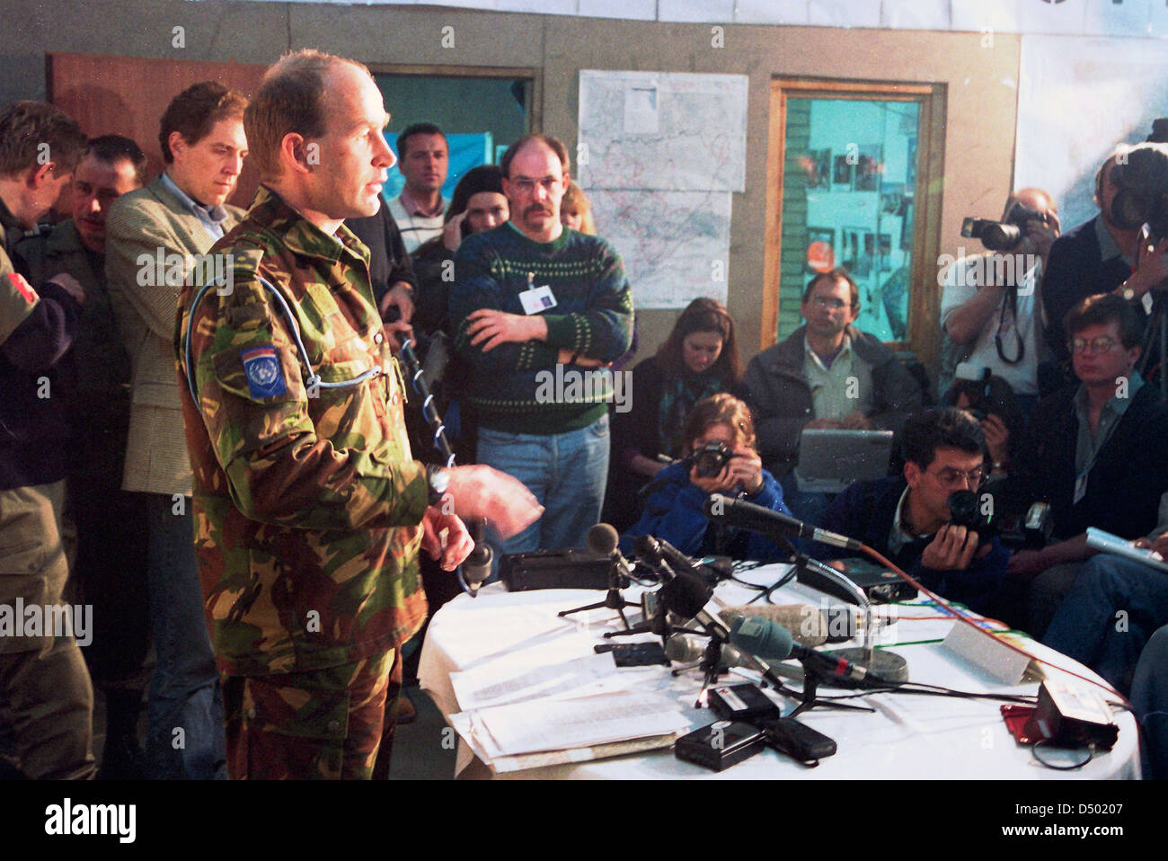 A British Army press officer with UNPROFOR, the United Nations Peace ...
