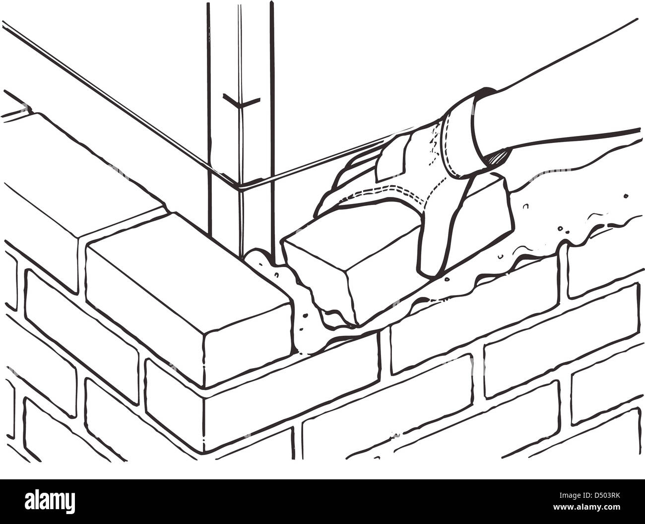 Brick laying house construction Black and White Stock Photos & Images ...