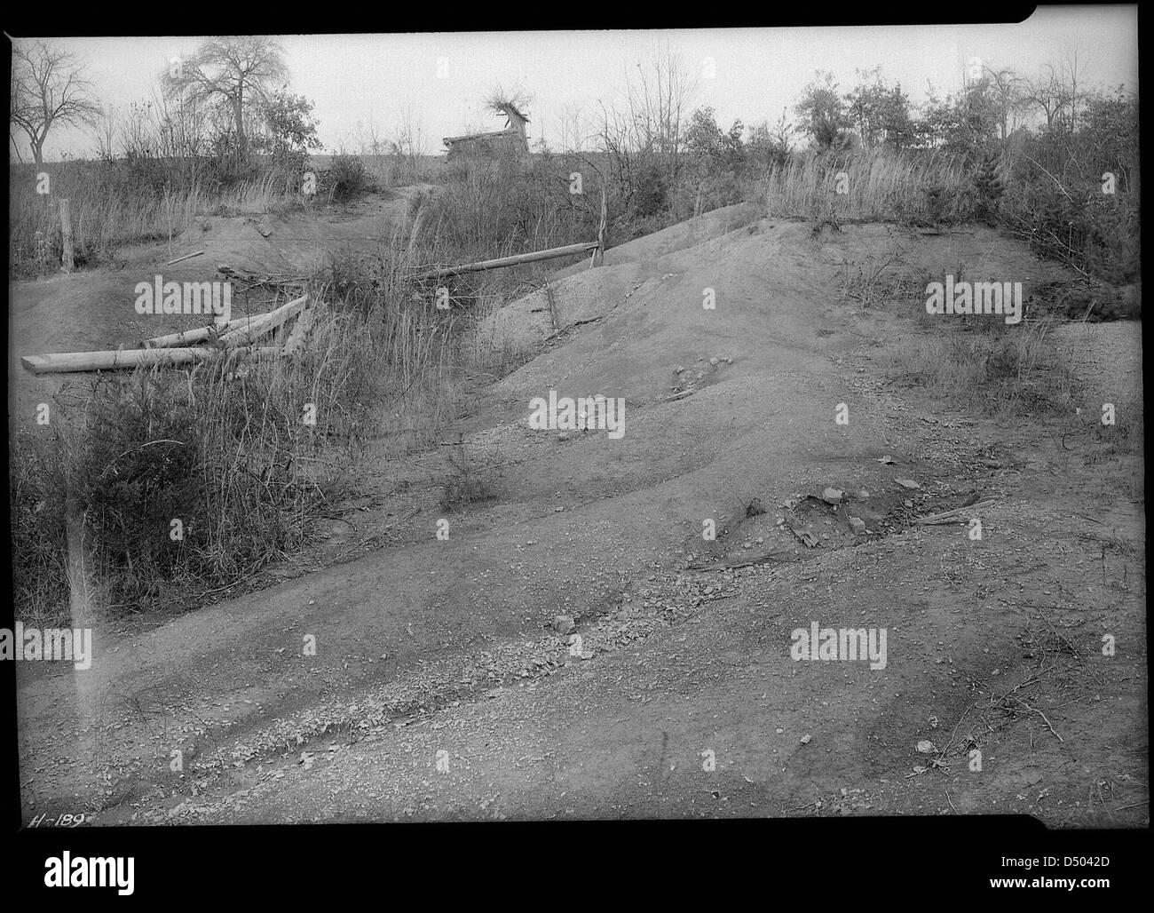 A November 1933 photograph by Lewis Hine depicts soil erosion on a farm ...