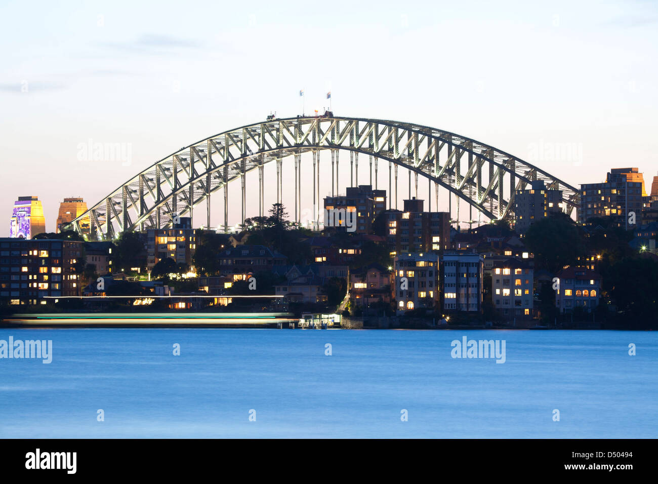 Sydney Harbour Bridge and high density residential apartment buildings ...