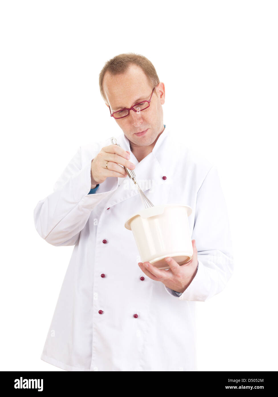 Chef with whisk and bowl Stock Photo - Alamy