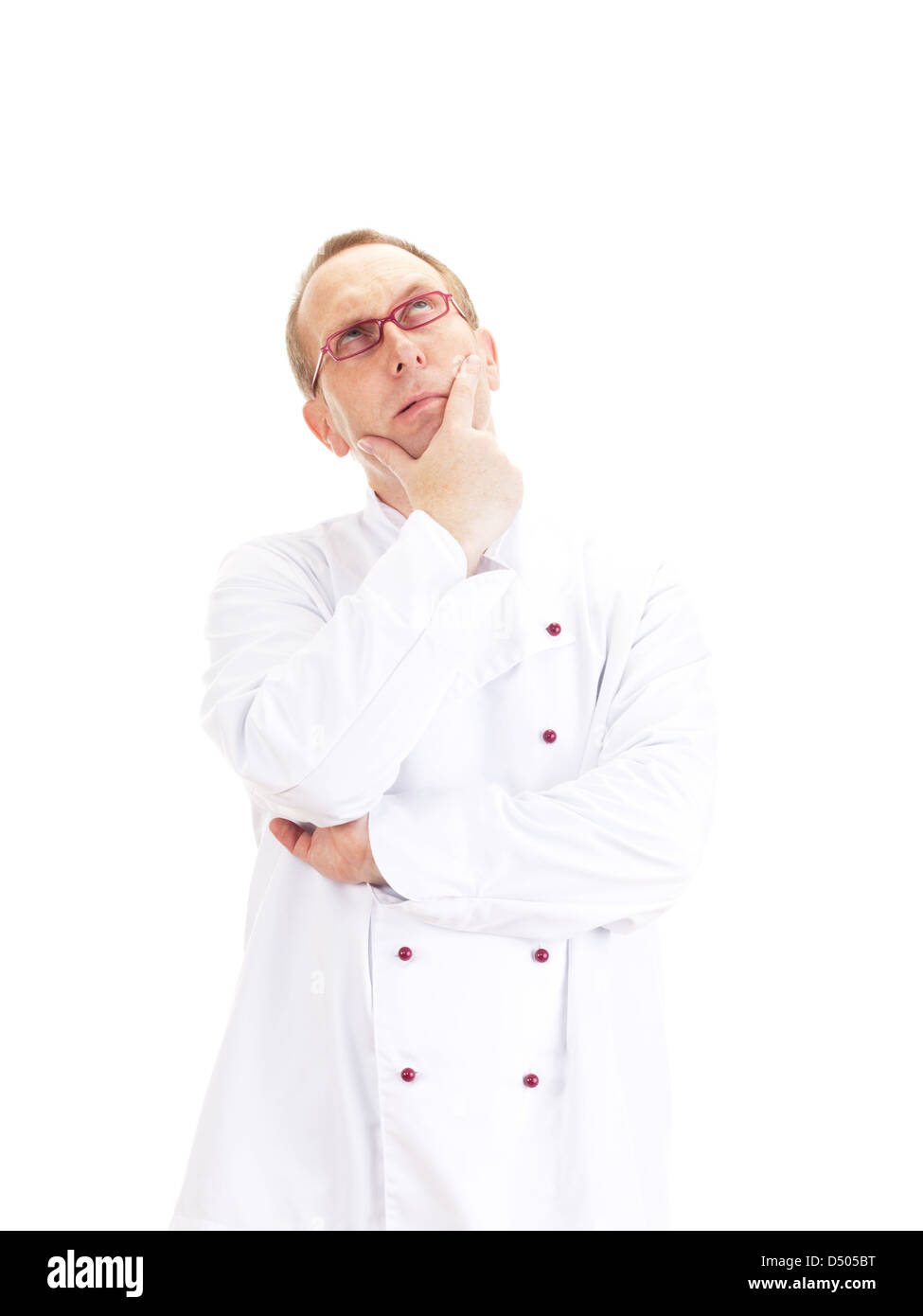 Chef thinking about recipe Stock Photo - Alamy
