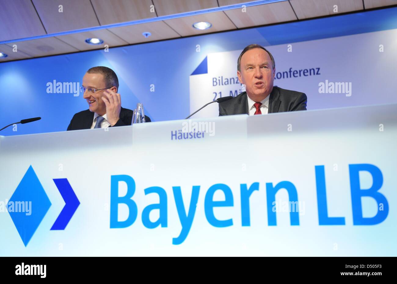 BayernLB CEO, Gerd Haeusler (R) and CFO Stephan Winkelmeier attend the ...
