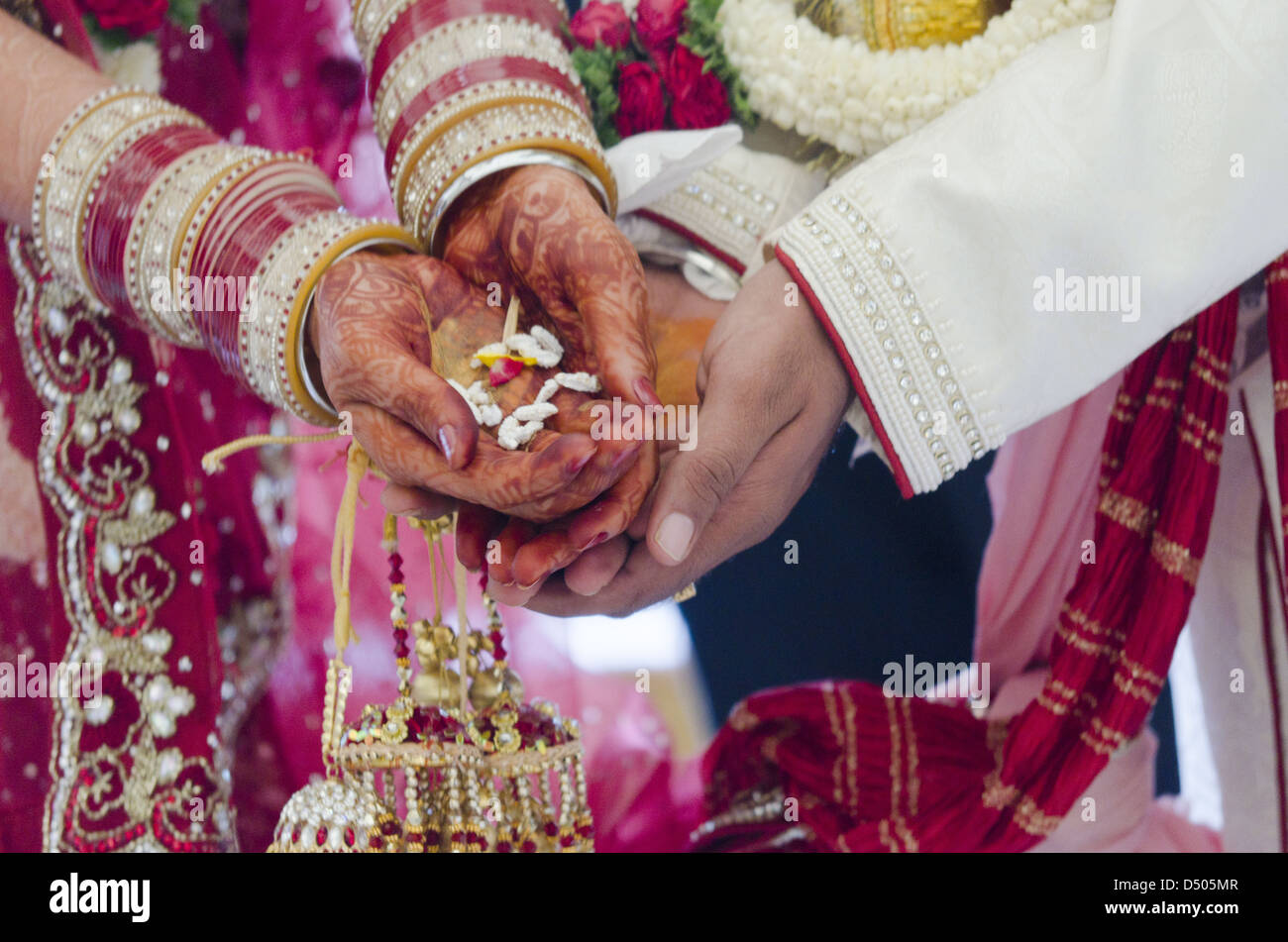Happy Indian couple at their wedding Stock Photo - Alamy