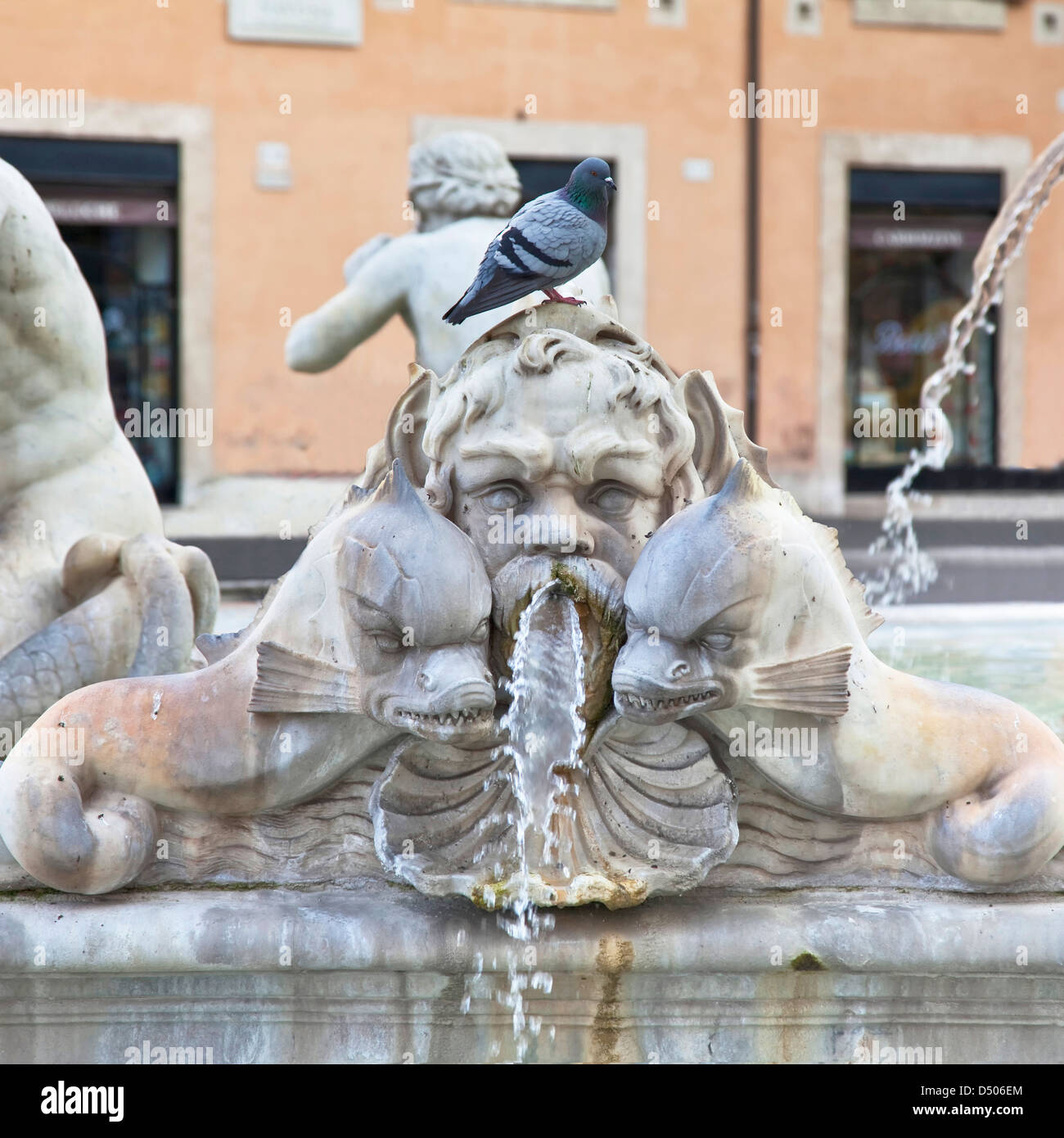 Piazza Navona, detail of the Moro Fountain in Rome, Italy Stock Photo ...