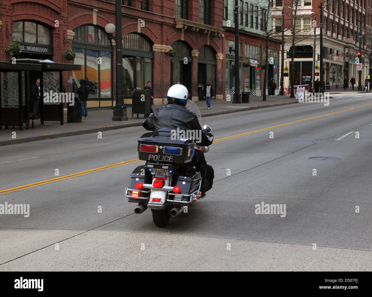 Seattle police department motorcyclist at an anti police demonstration ...