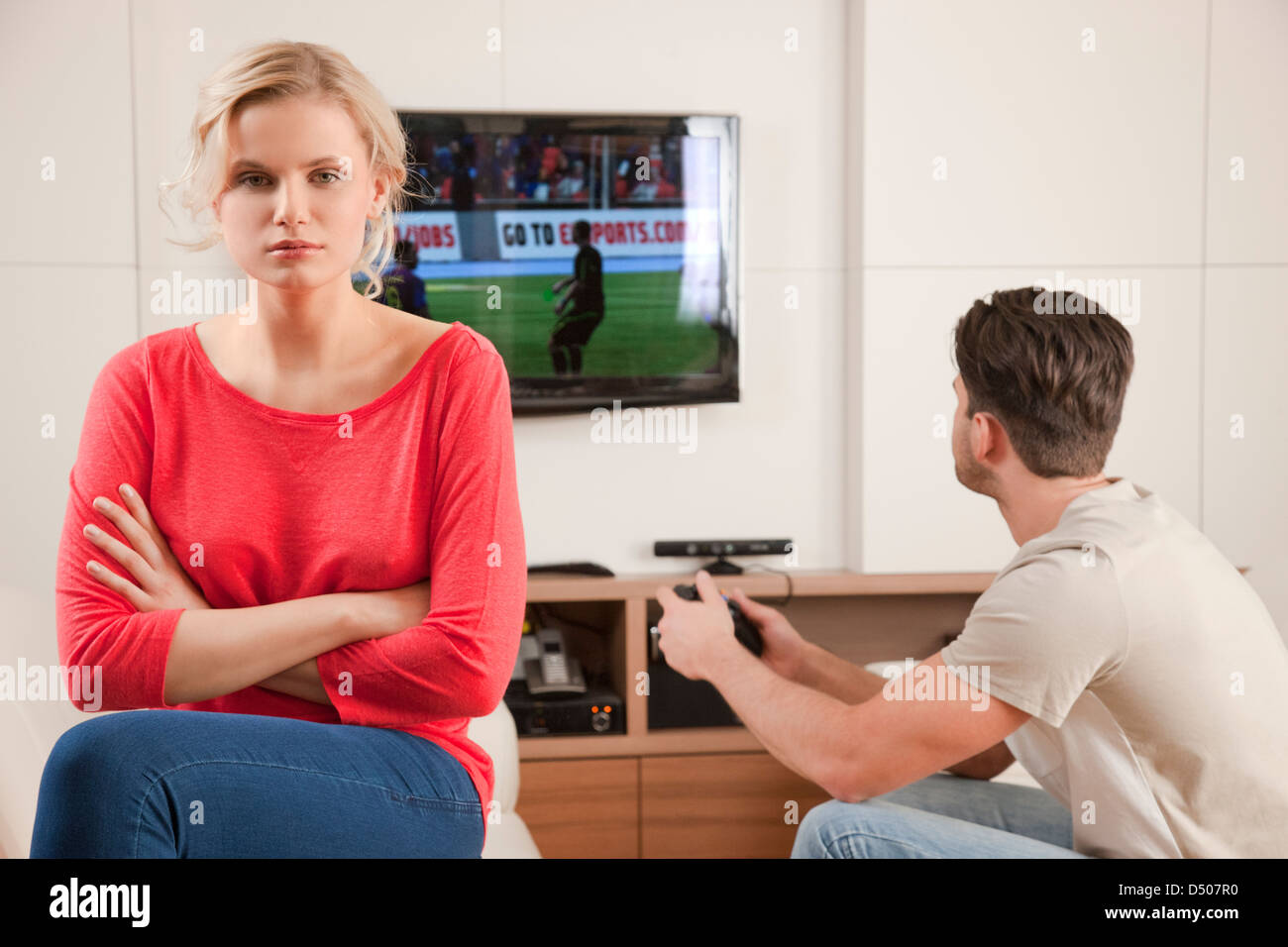 Man playing console game Stock Photo - Alamy