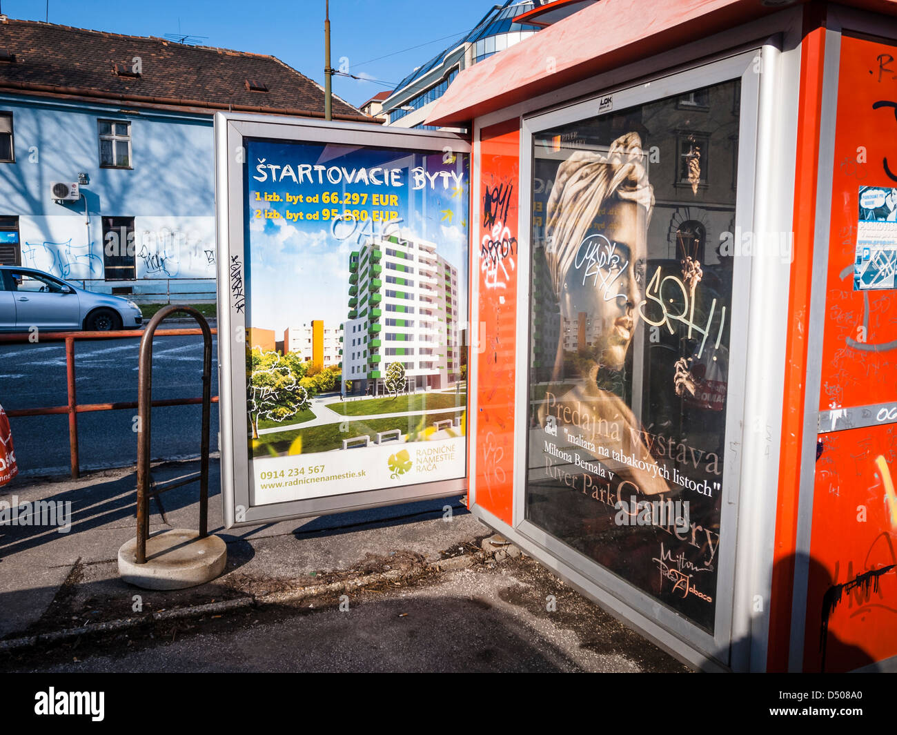 Damaged posters with graffiti Stock Photo - Alamy