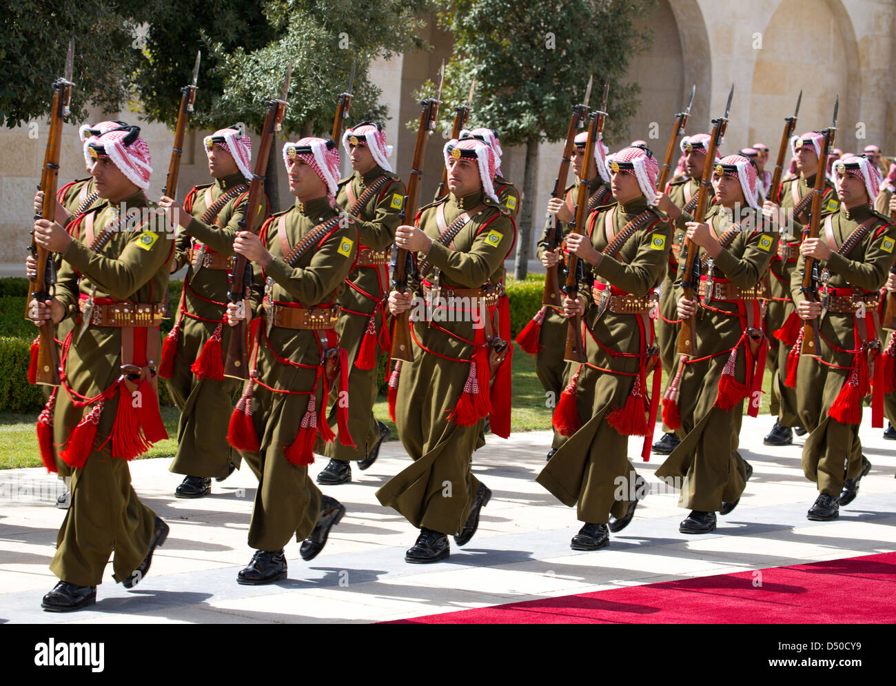 Military Honour Guard at King Abdullah's royal palce in Amman the ...