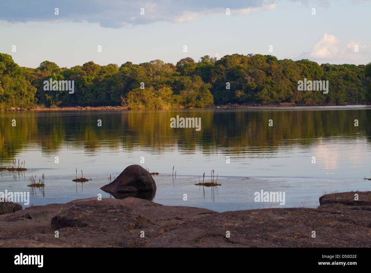 Essequibo River above the Kurupukari Falls. Fair View Village. Iwokrama ...