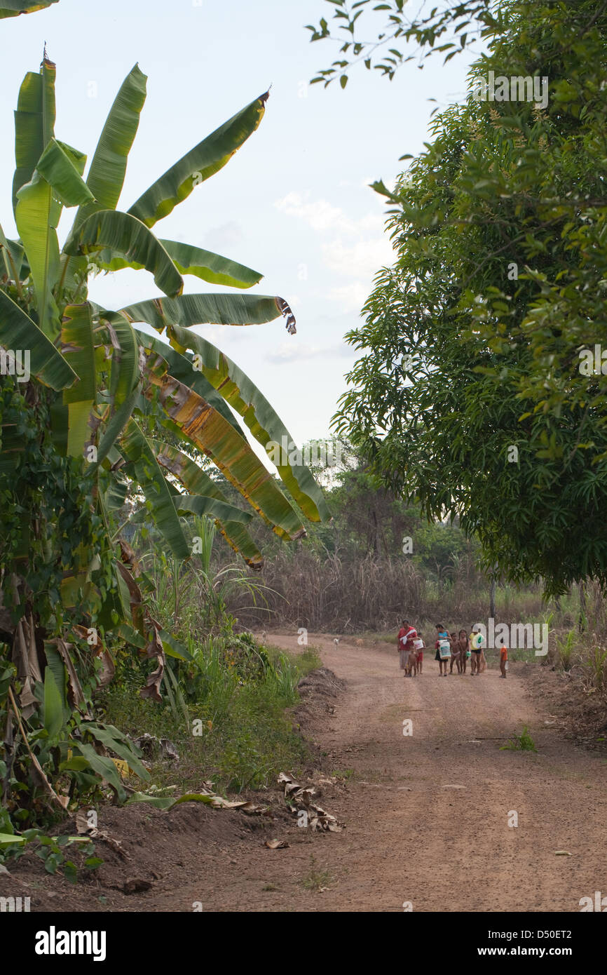 Amerindian extended family group of a mother and girls and boys of ...