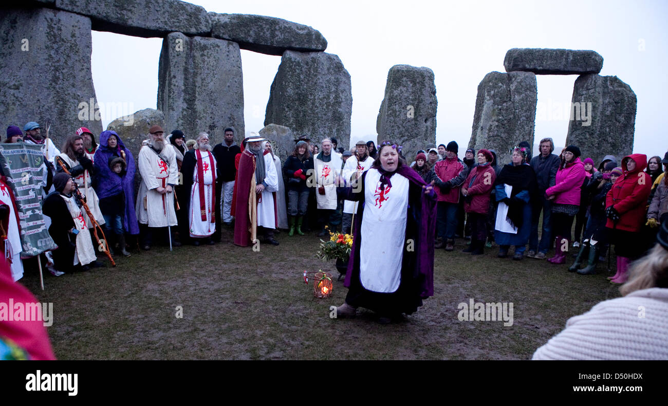 Stonehenge, UK. 20th March 2013. People gather inside the stonecircle ...